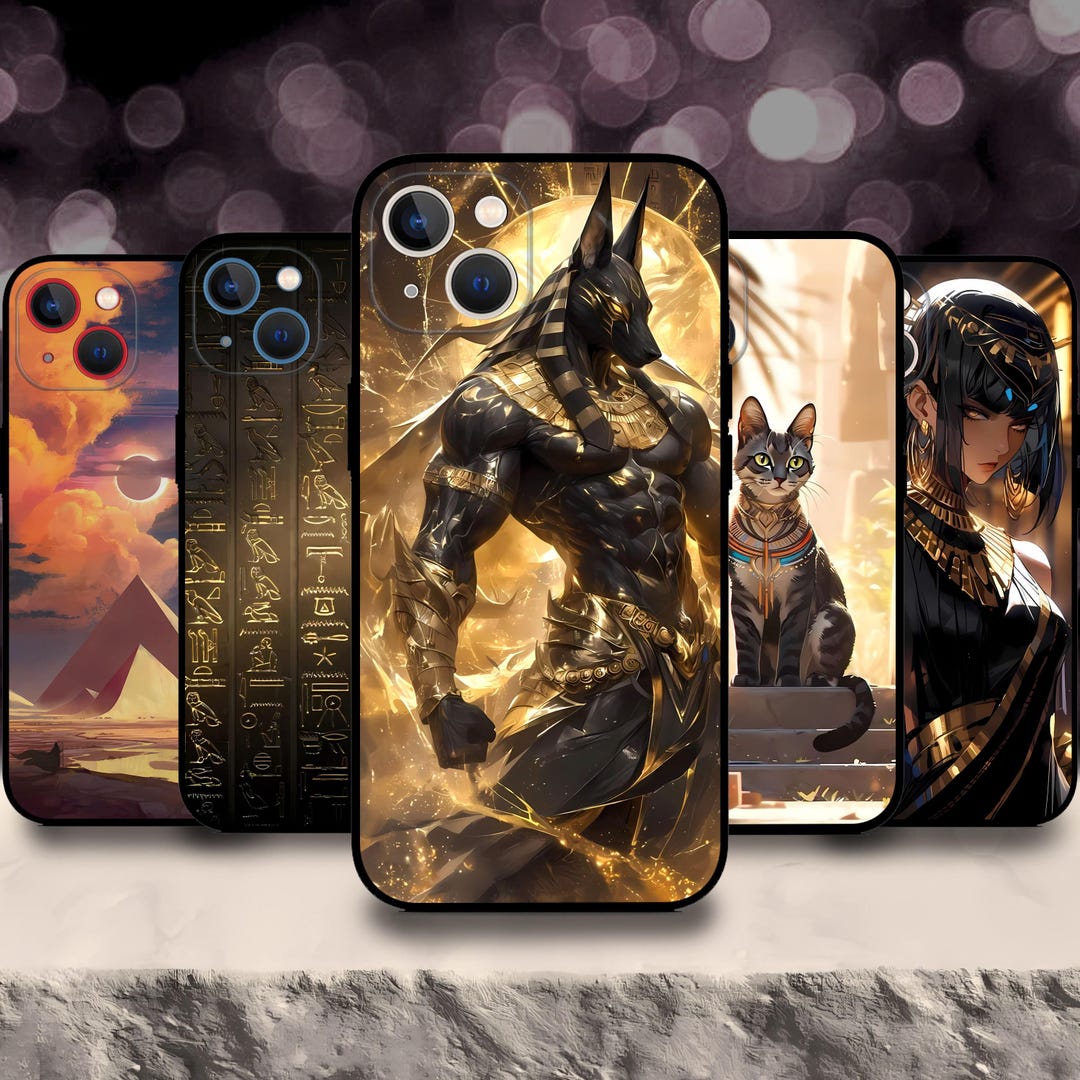 Egyptian Art Anubis Pyramid Phone Case for iPhone 16/15/14/13/12/11 S25 ...