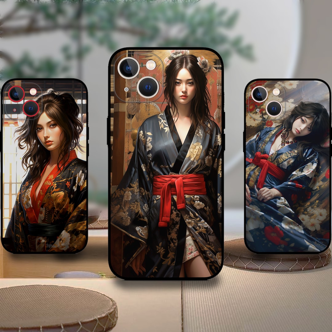Japan Geisha Kimono Anime Girl Phone Case for iPhone 15/14/13/12/11/SE ...