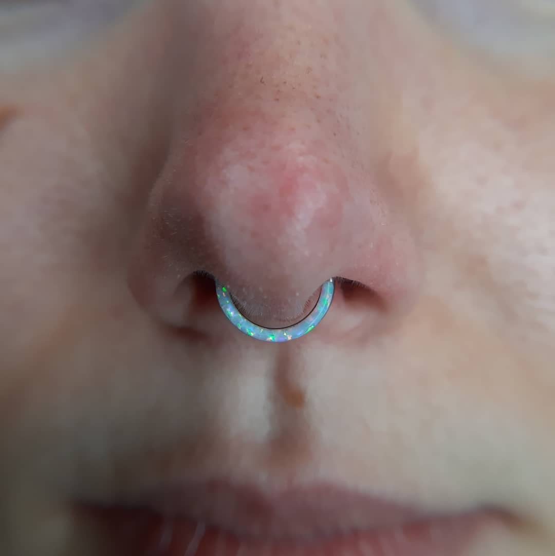 16G G23 Titanium Opal Hinged Septum Ring/ Cartilage Earrings/ Septum ...