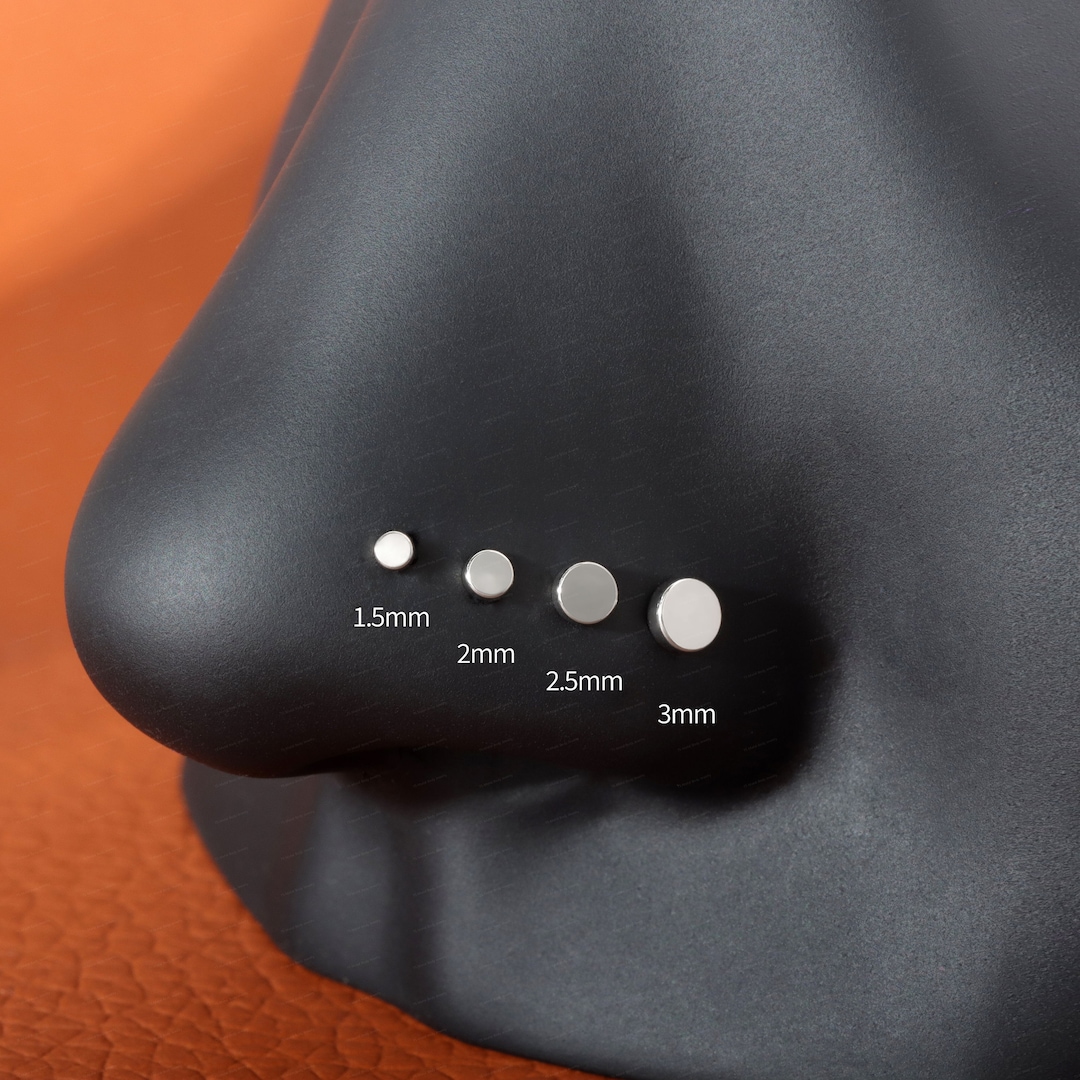 18G F136 Disc Nose Stud Silver Nose Piercing L-shap Nose Studs Three ...