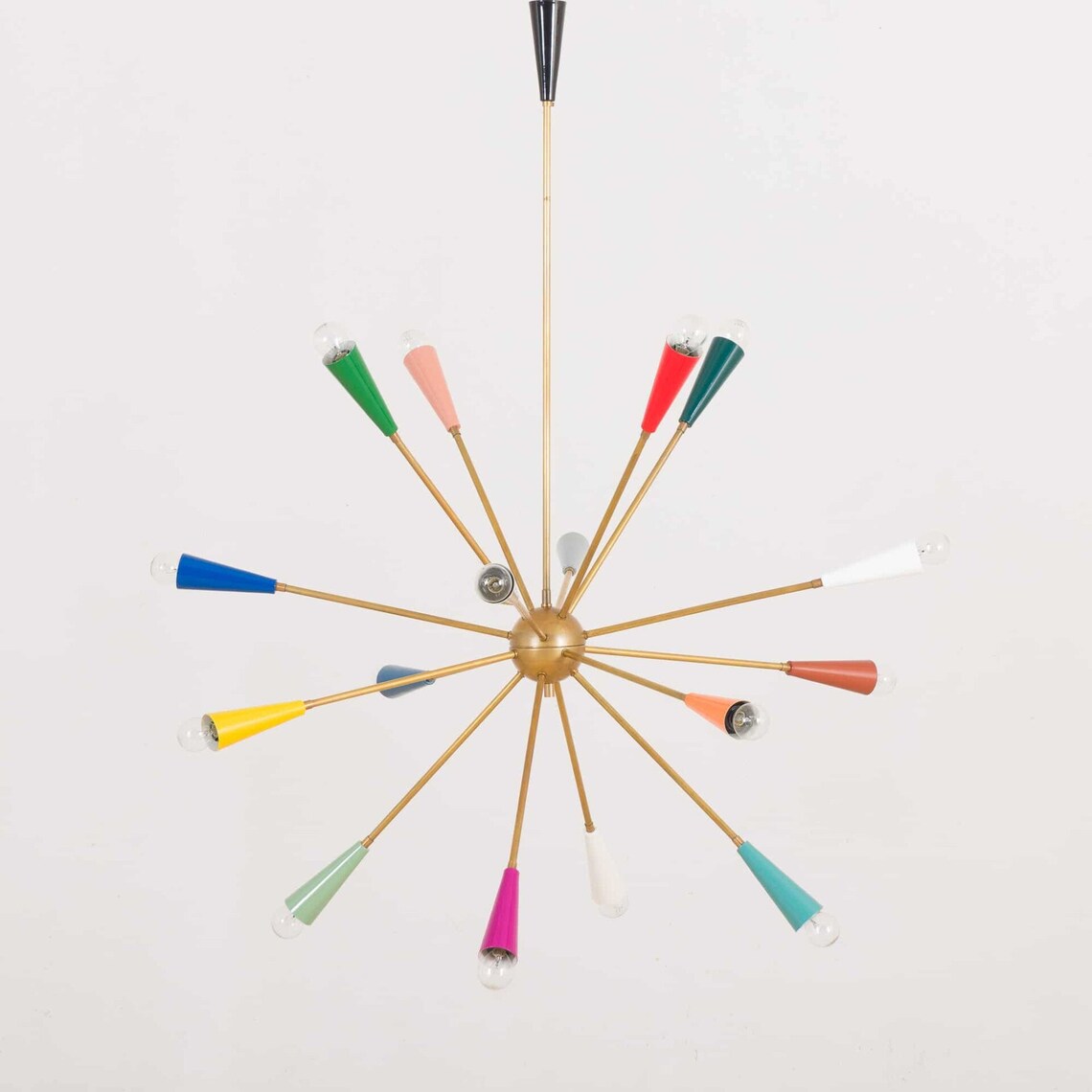 Large Italian Colorful Sputnik Chandelier Lamp Handmade Vintage Curved ...
