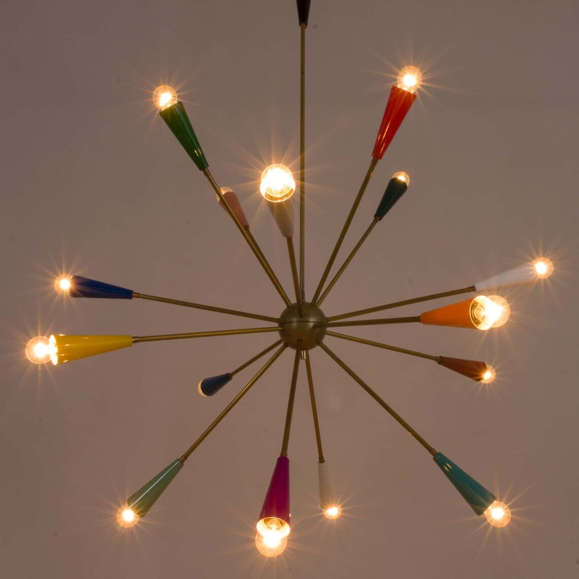 Large Italian Colorful Sputnik Chandelier Lamp Handmade Vintage Curved ...