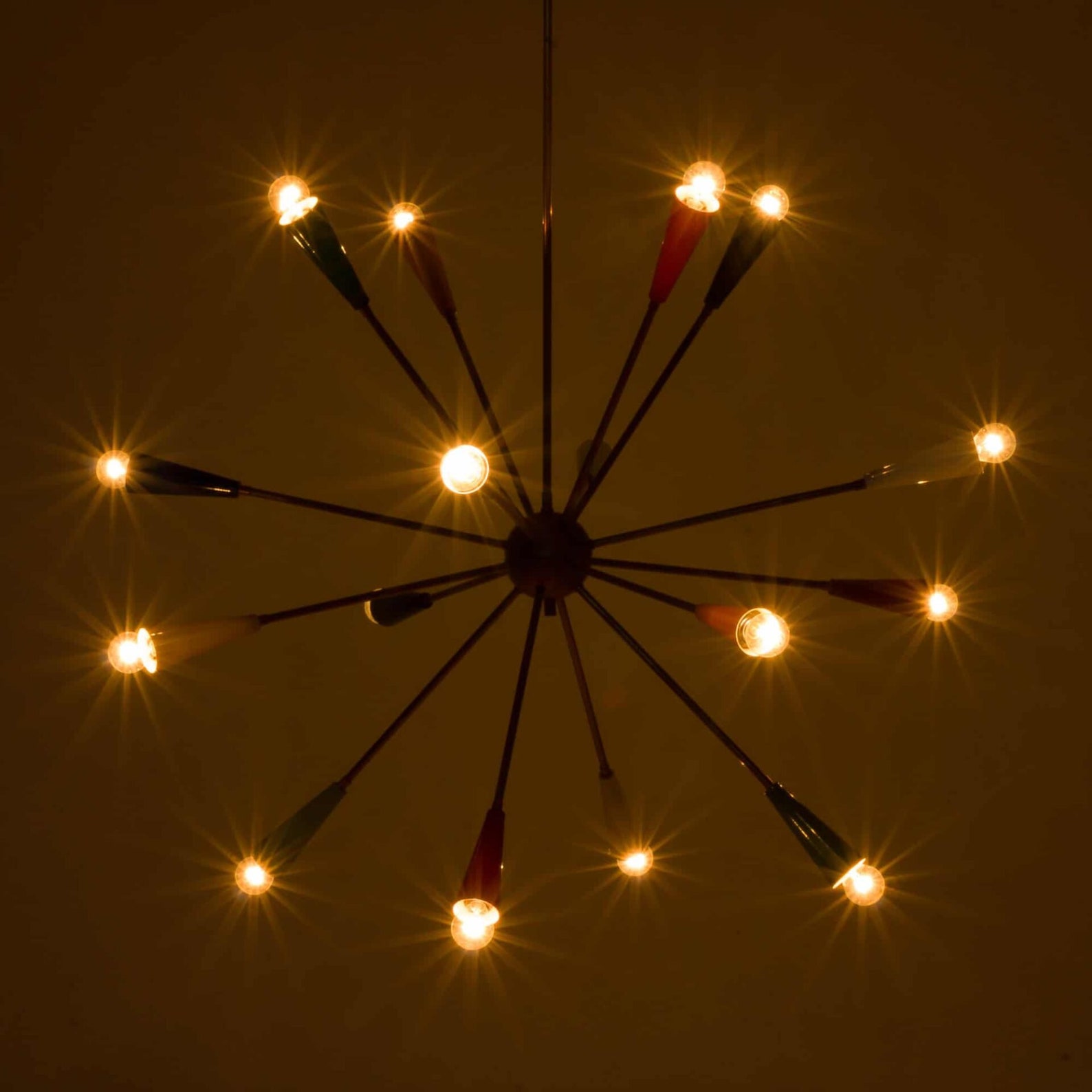 Large Italian Colorful Sputnik Chandelier Lamp Handmade Vintage Curved ...