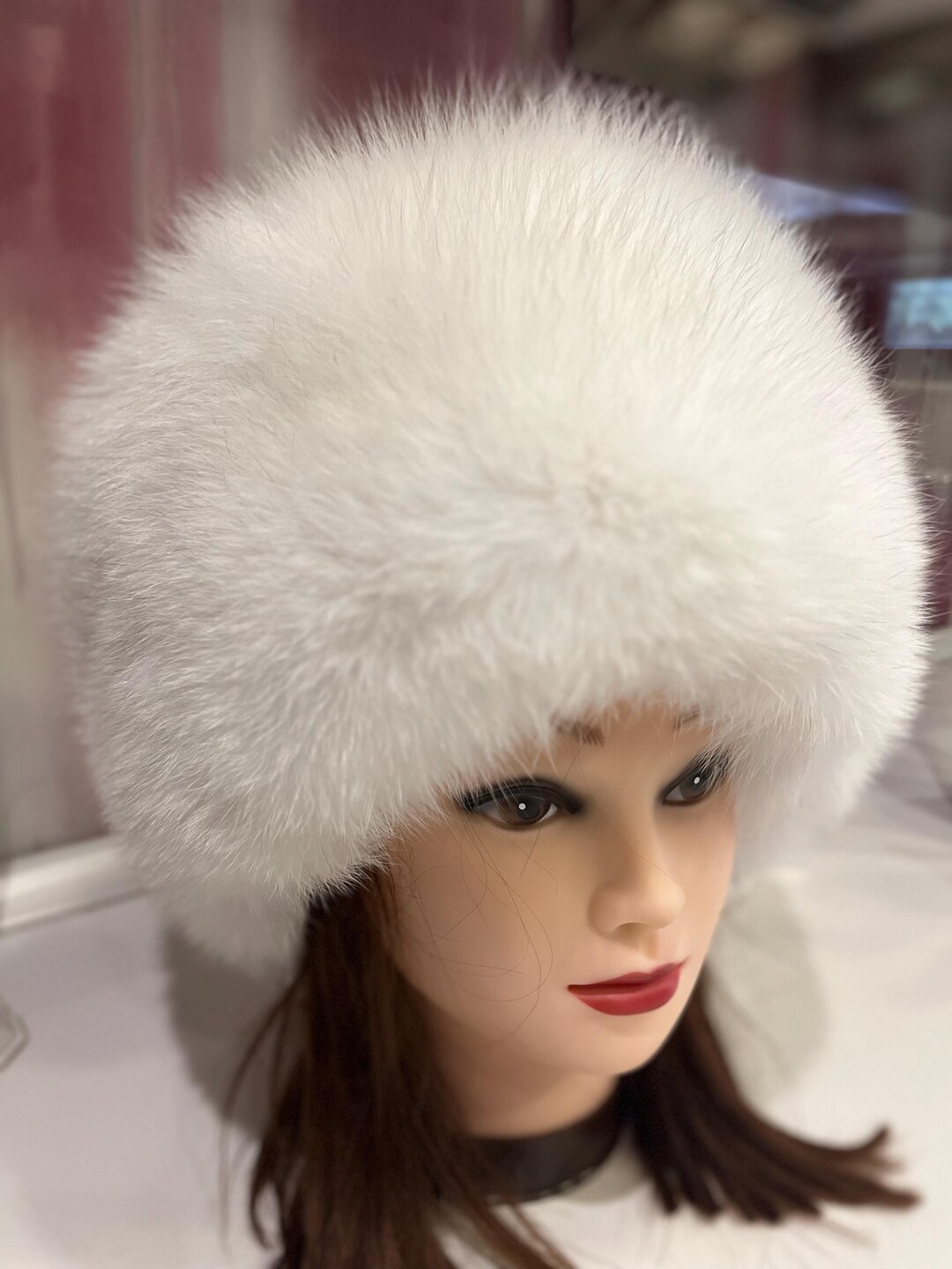 Real White Fox Fur Hat Russian Cossack Winter Fur Hat With Padded ...