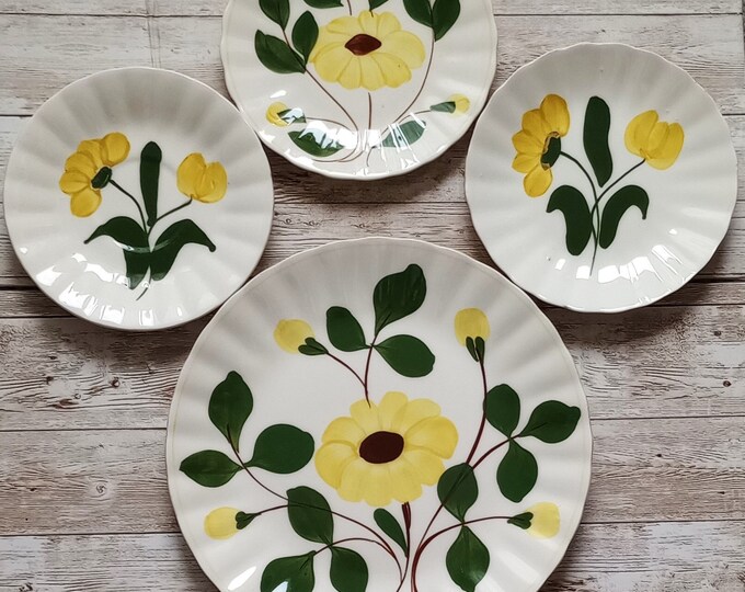 Plates Lot 4 Blue Ridge Southern Potteries Vintage 40s Yellow Flower 6 ...