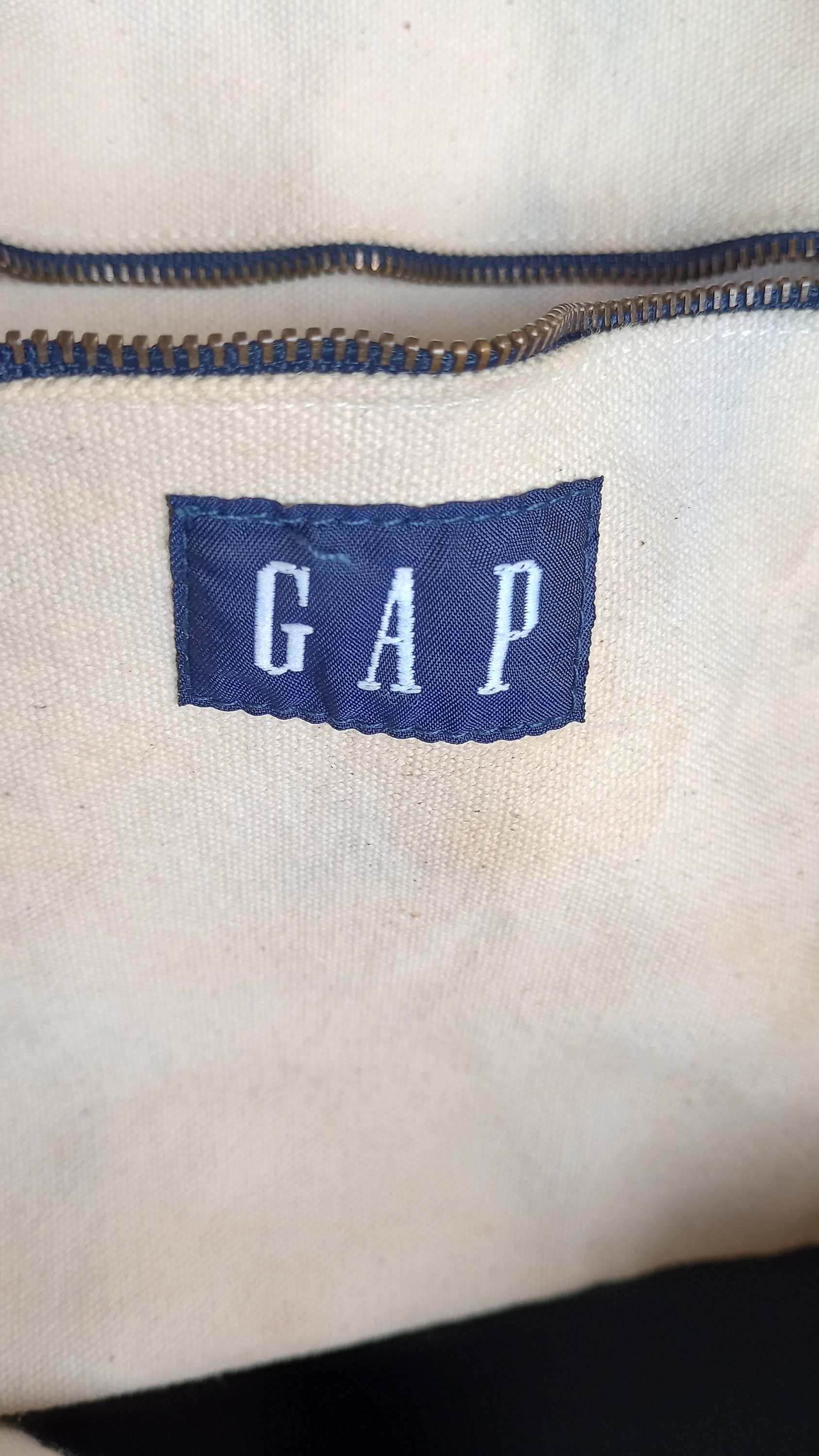Bag Tote GAP Canvas Navy Blue Zipper Inner Pocket Travel Vintage 90s - Etsy