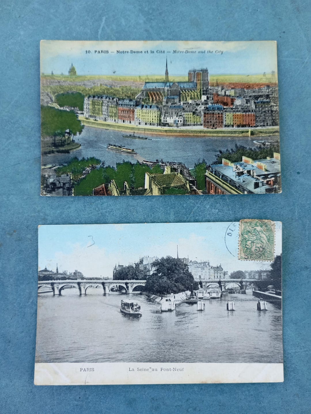 French Brocante 2 Antique Paris Postcards Seine Pont Neuf Notre Dame ...