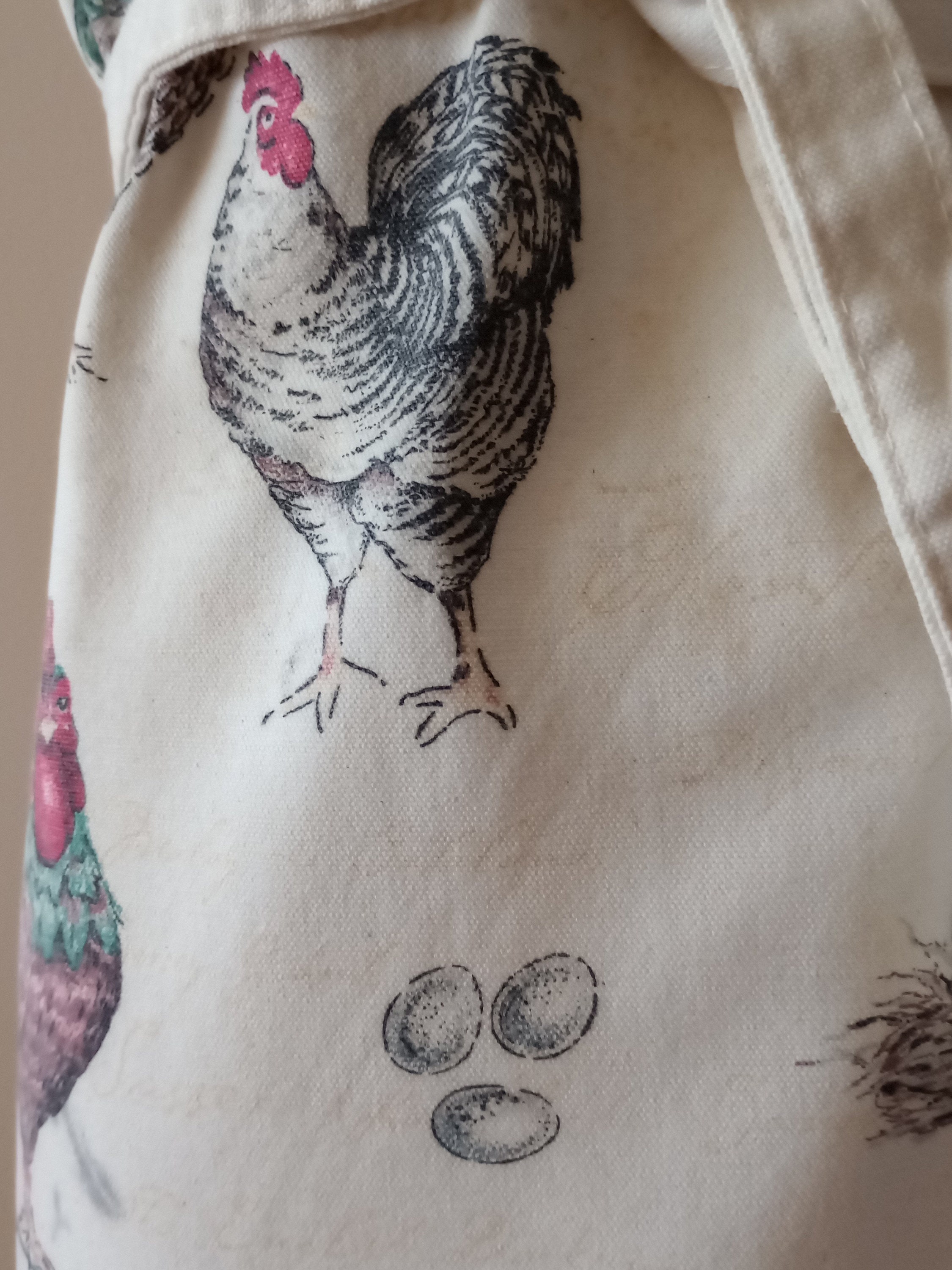 Apron Vintage 1990s Roosters Hens French Country Cotton Canvas Etsy