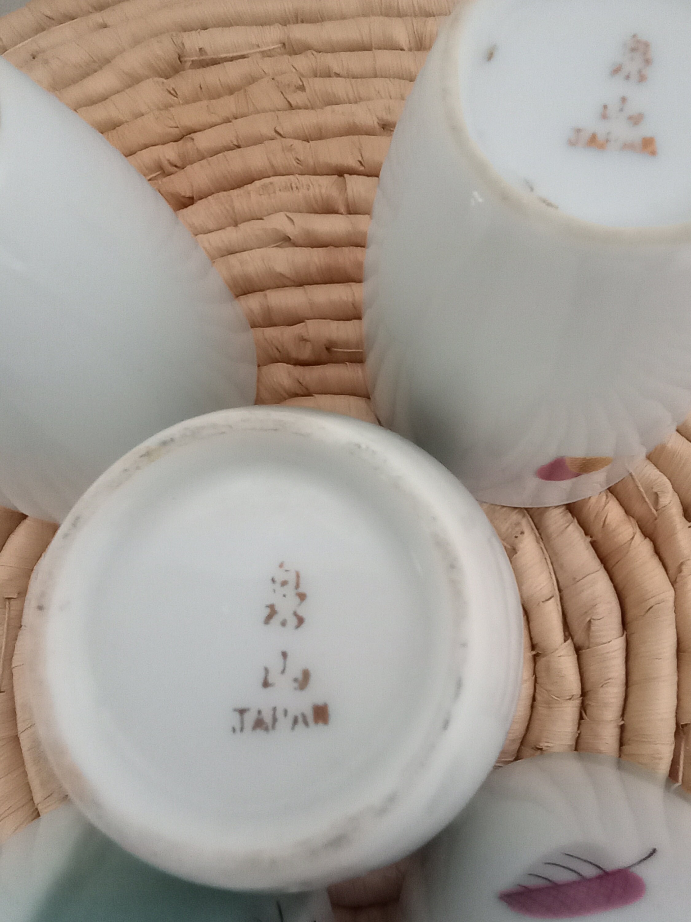 Tea Set Vintage 50s Japan Green White Porcelain Teapot 5 Cups Pink ...