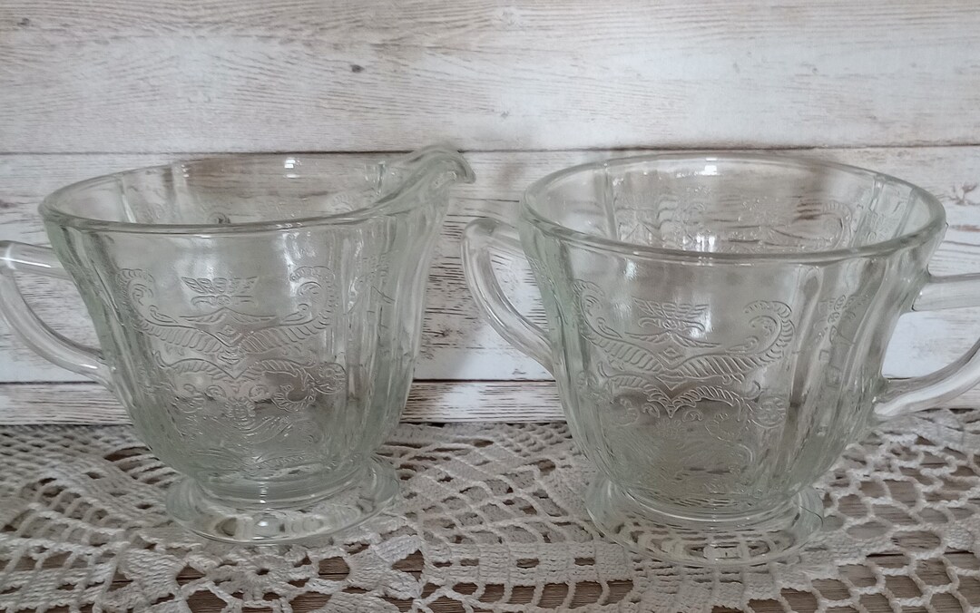 Cream Sugar Set Vintage Federal Clear Depression Glass 6 Oz 3 In - Etsy
