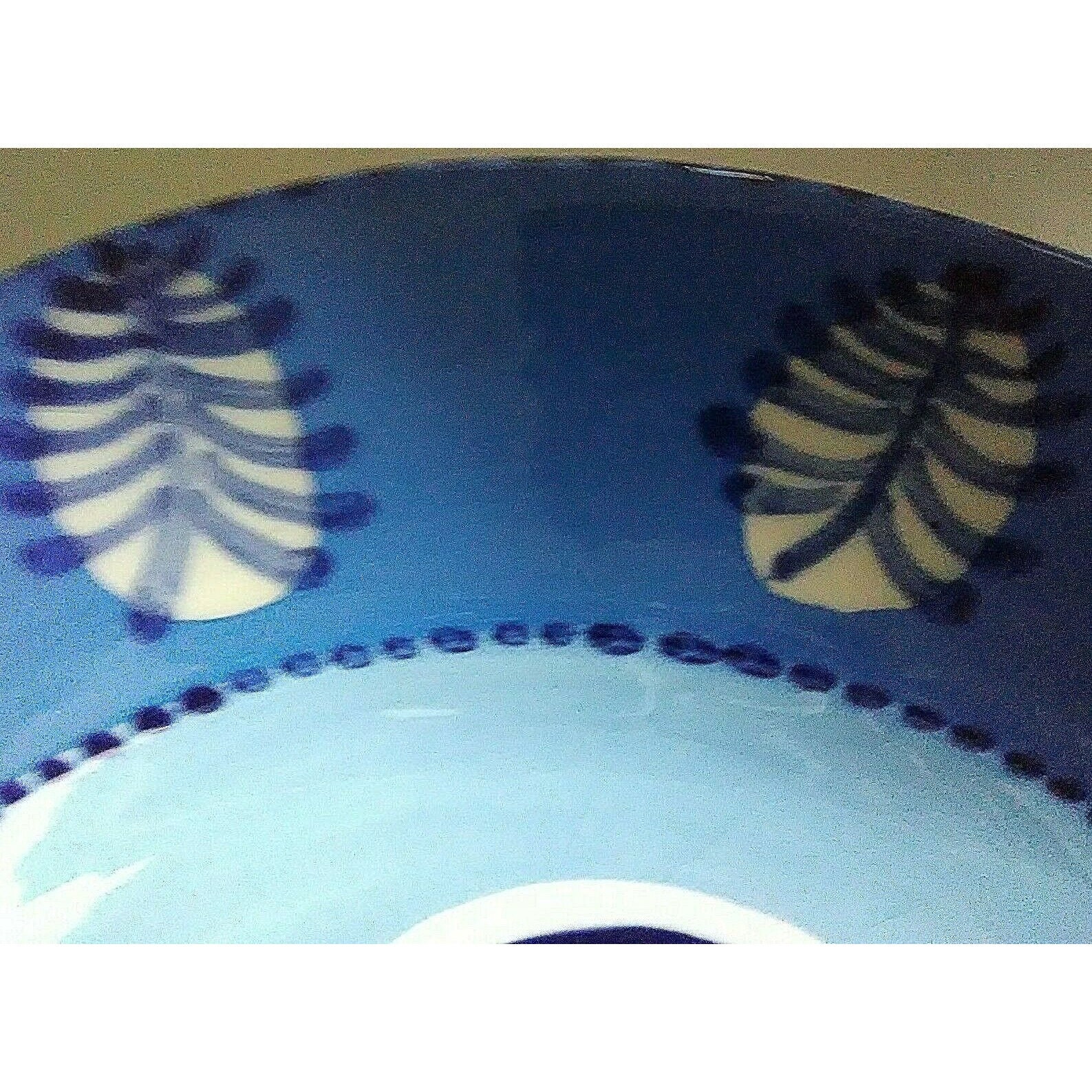 Bowl Handmade Art Pottery Blue Bird Leaves Wide Rim Signed 8 - Etsy