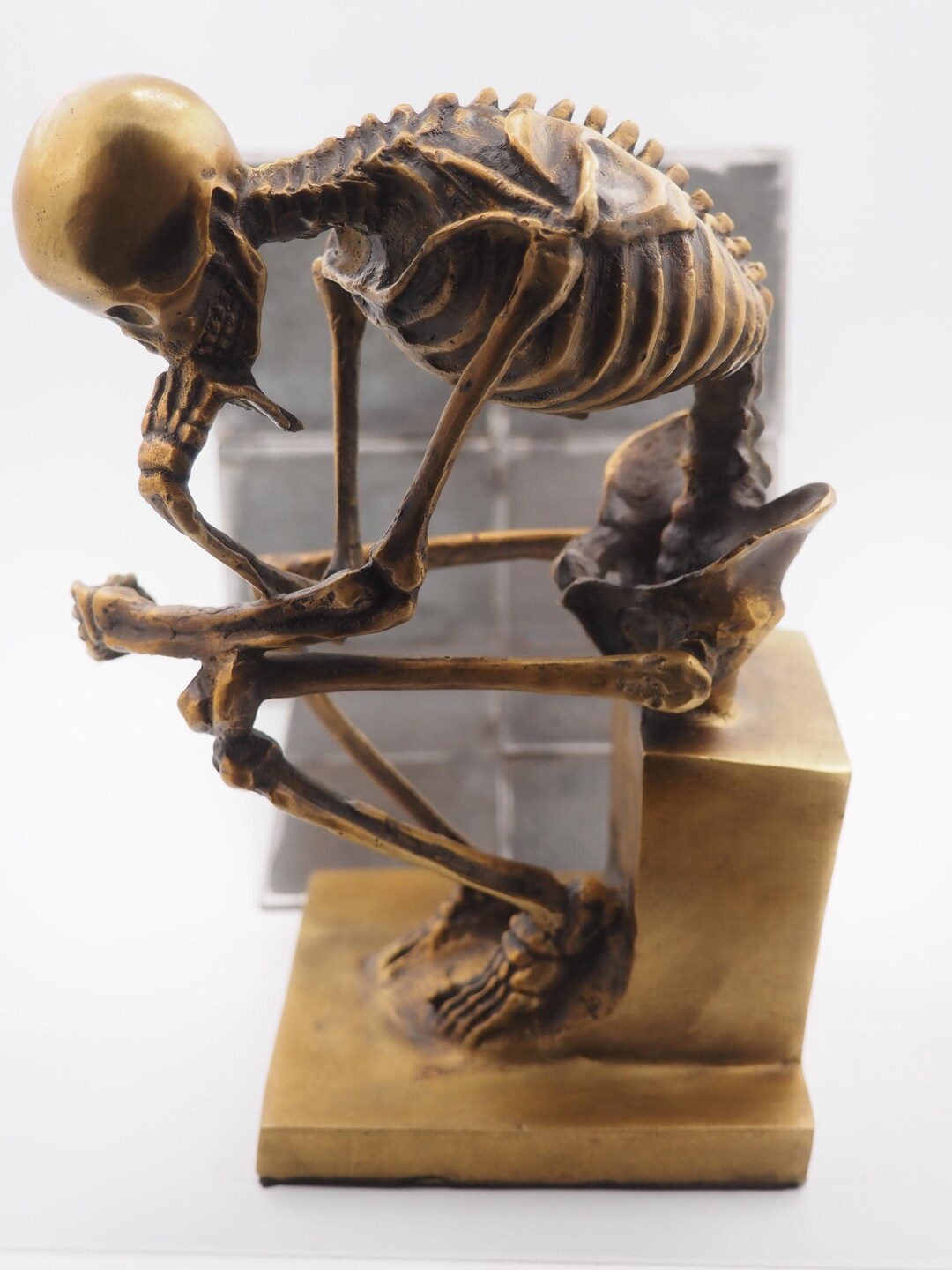 Metal Cast Gilt Bronze the Thinker an Anatomical Skeleton Vanitas A ...