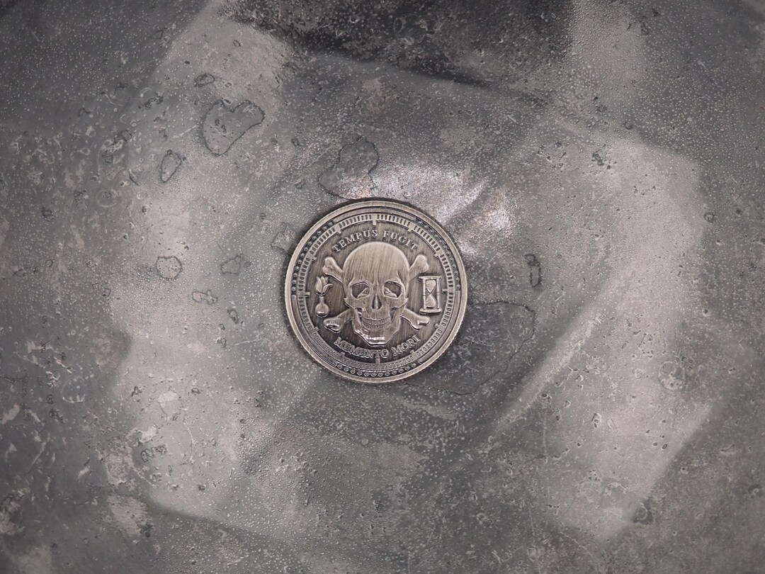 Hand Struck Metal Memento Mori Crossboned Skull & Eternal Tree of ...