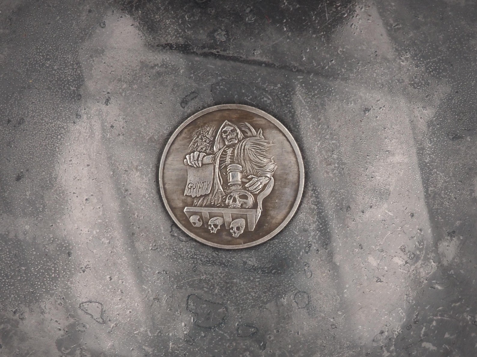Hand Struck Flip Good Luck Coin - Skeleton Judge - Guilty Verdict ...