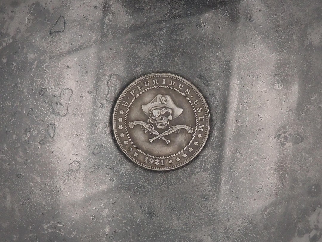 Hand Struck Pirate Skull & Duelling Crossbones - U.S.A. Morgan Dollar ...