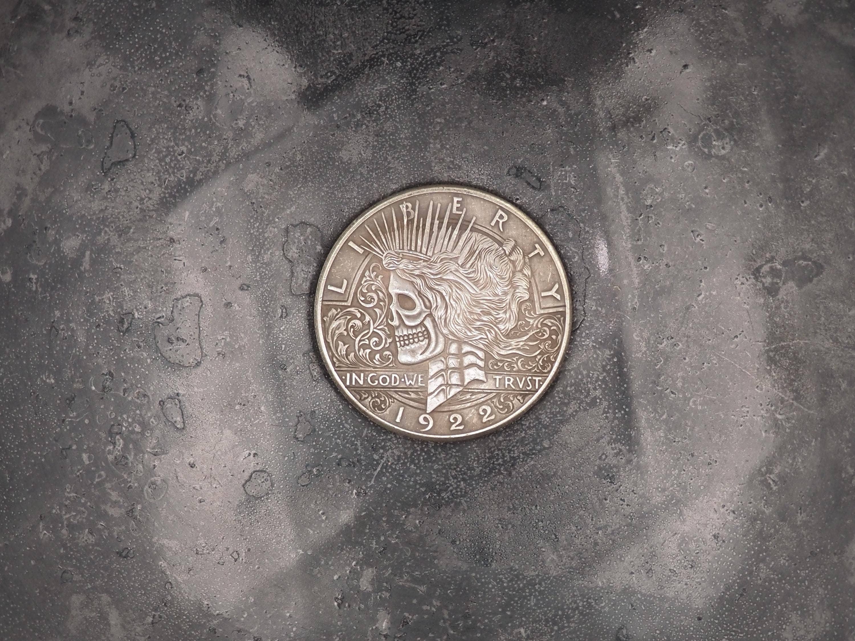 Hand Struck One Dollar Carved Skull/memento Mori Skeleton Liberty Face ...