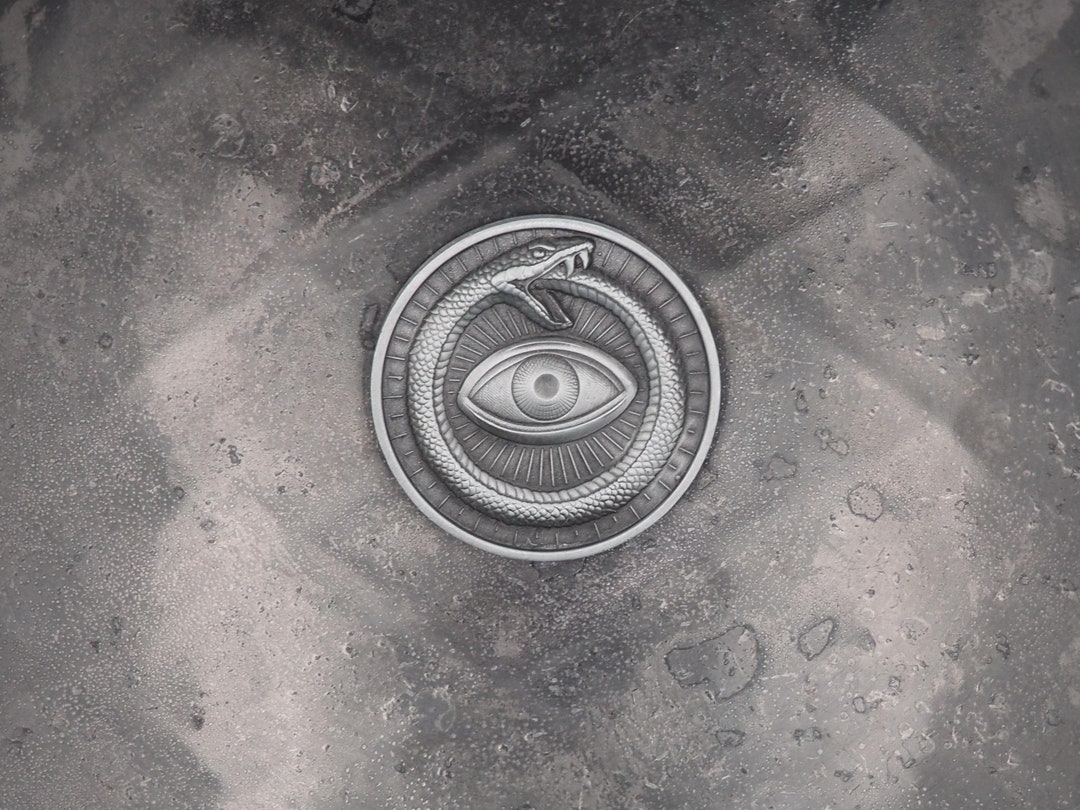 High Relief Eternal Snake & All Seeing Eye Coin - Memento Mori/masonic ...