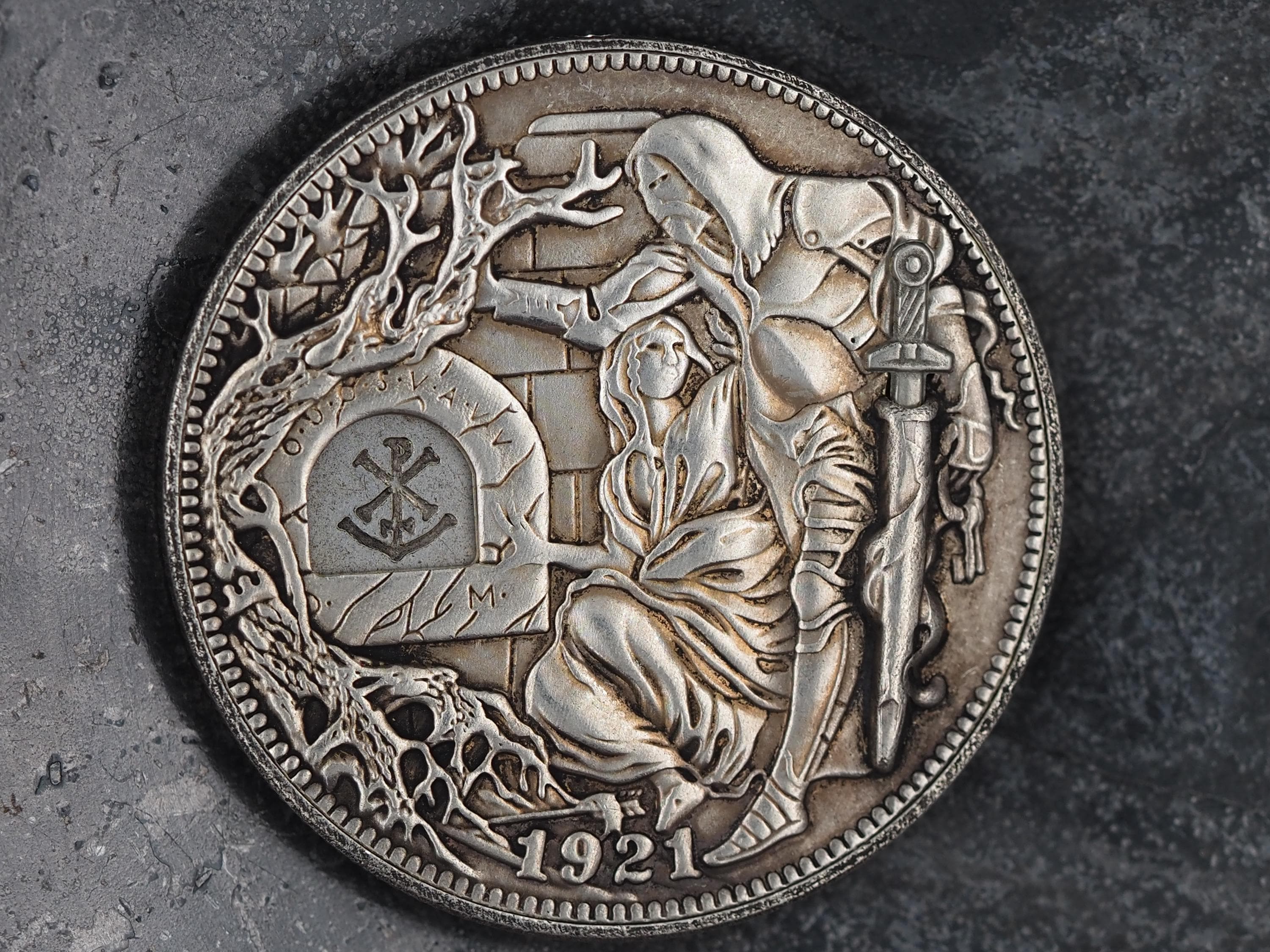 Unique Mechanical Lesser Coin Morgan Silver Dollar Knight of the Holy ...