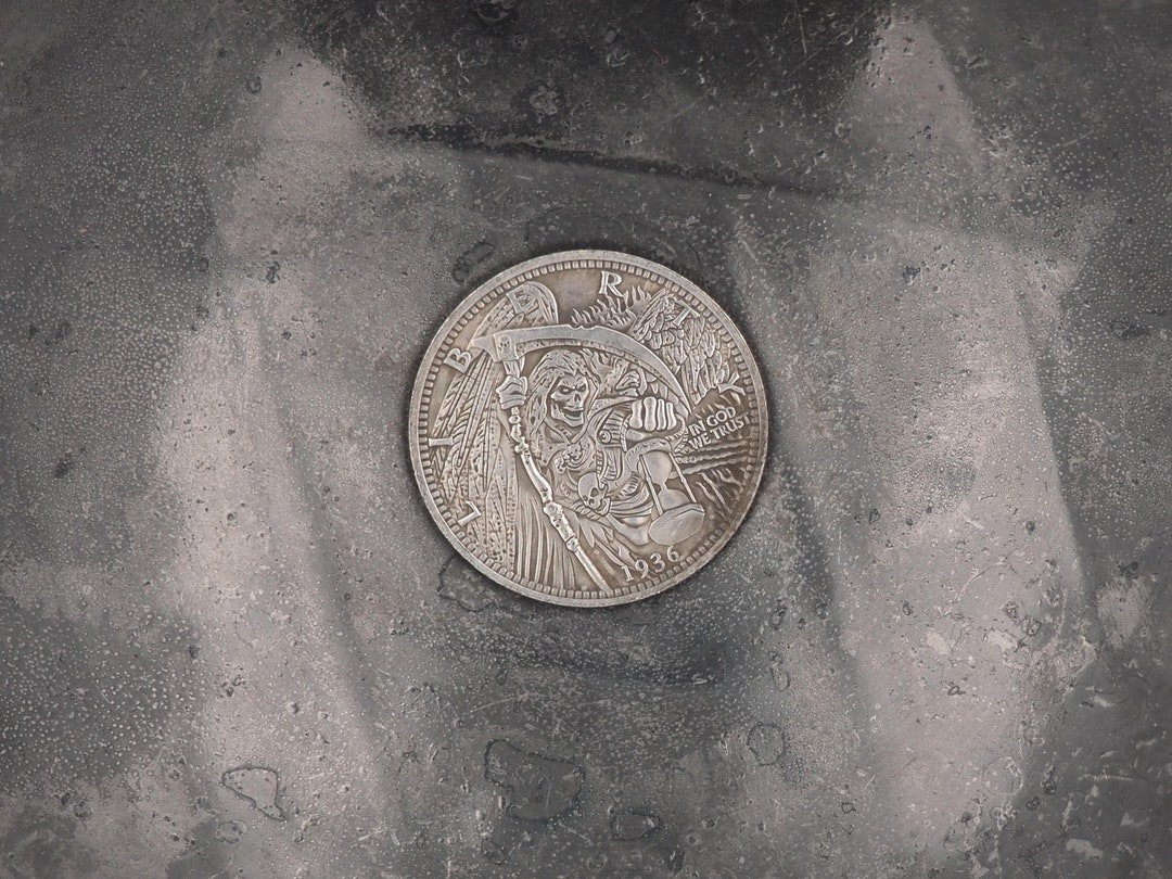 Hand Struck One Dollar Reaper Skeleton - Peace Dollar - Memento Mori ...