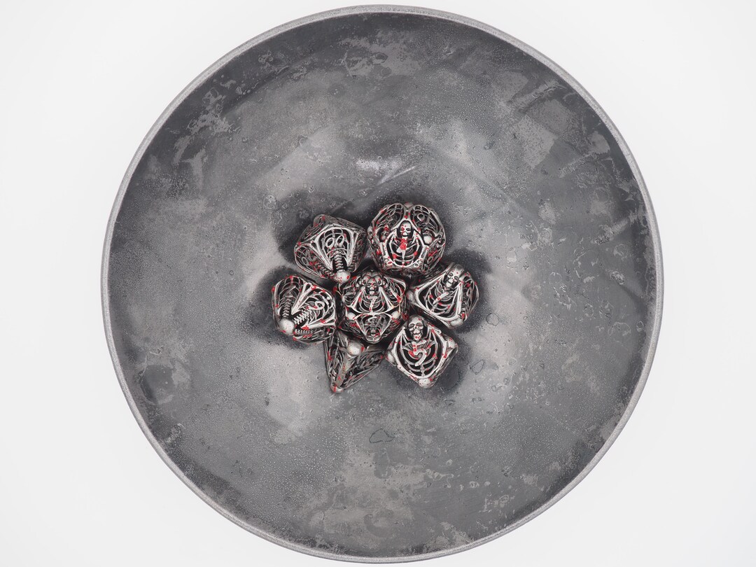 Demon Skeleton Steel Blood Stained Metal Hollow 7pcs D20 Dice Set-d&d ...