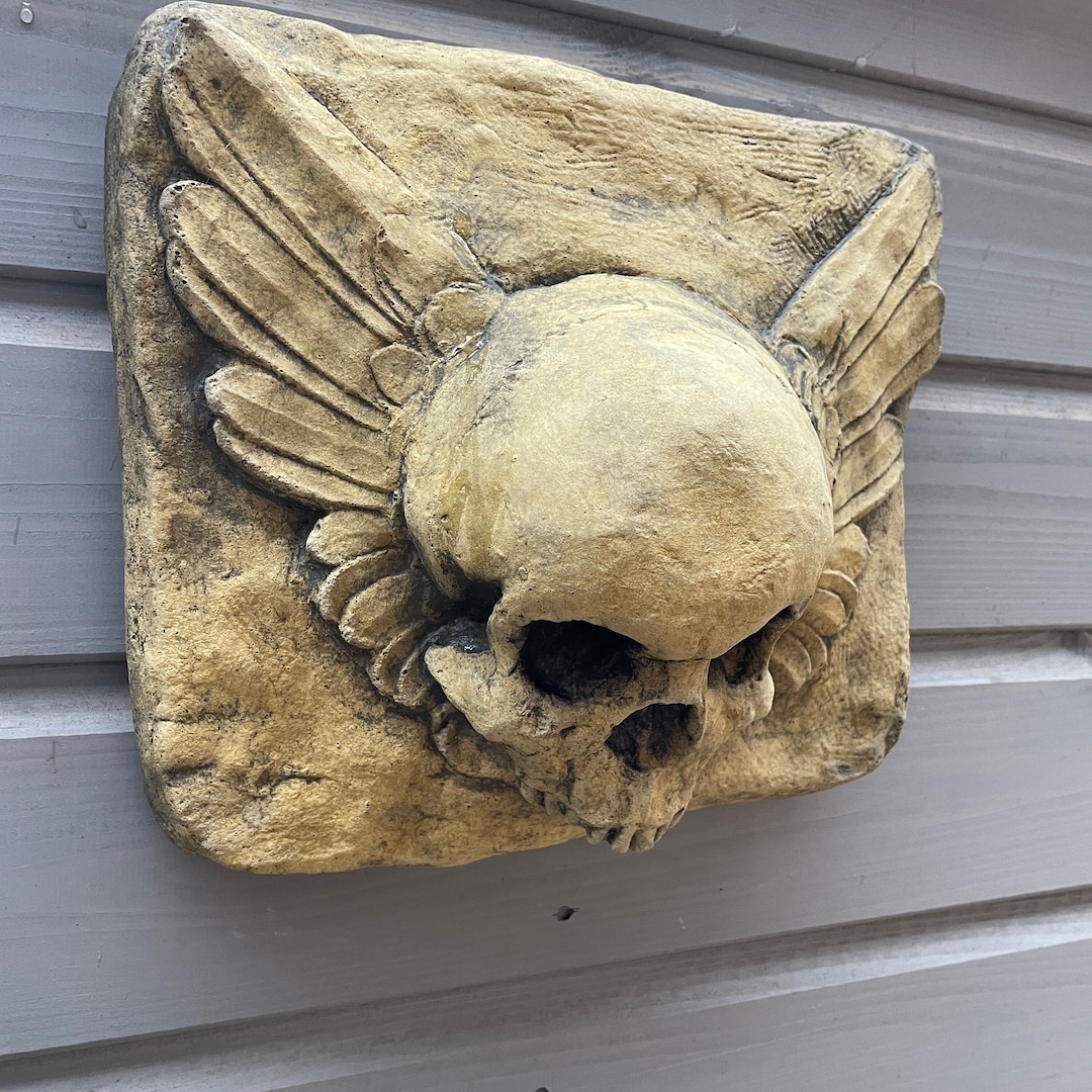 Aged Masonic Curiosity / Oddity: A Memento Mori Skull Angel Winged ...