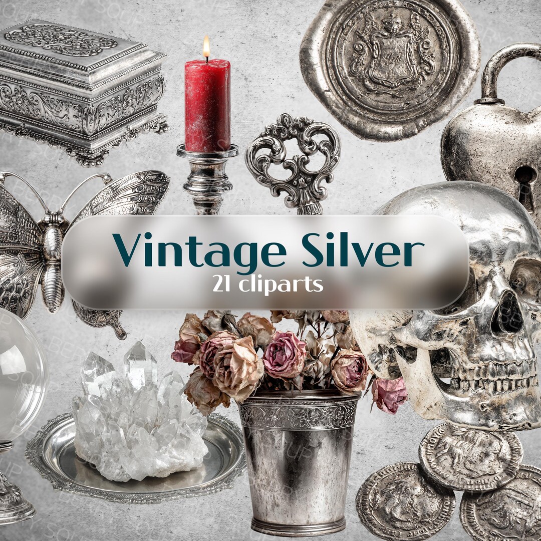 Vintage Silver Objects Clipart: Ephemera Set (digital Download) - Etsy