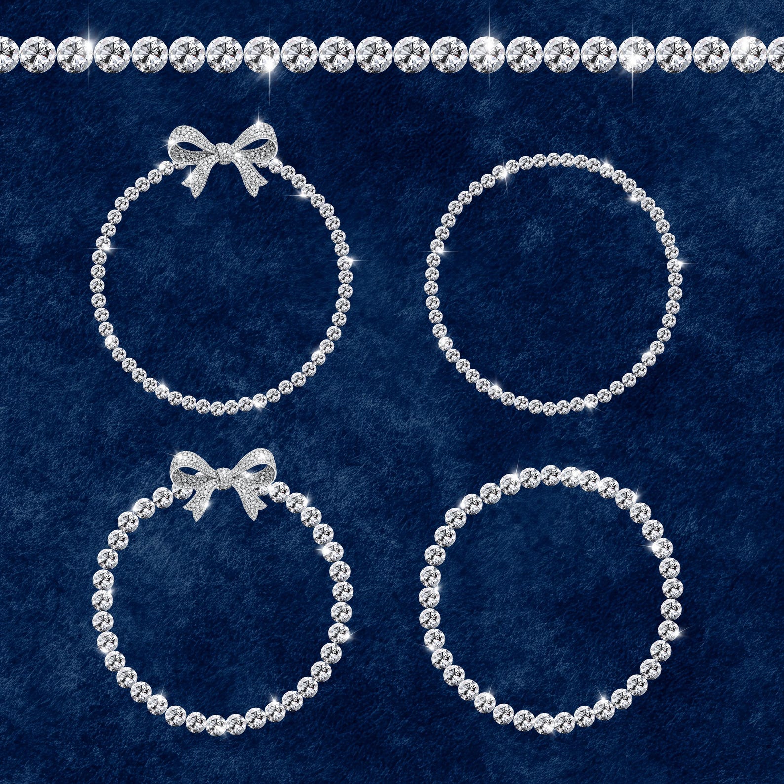 Luxury Diamond Borders Clipart, Sparkly Crystal Square Frames With Bows ...