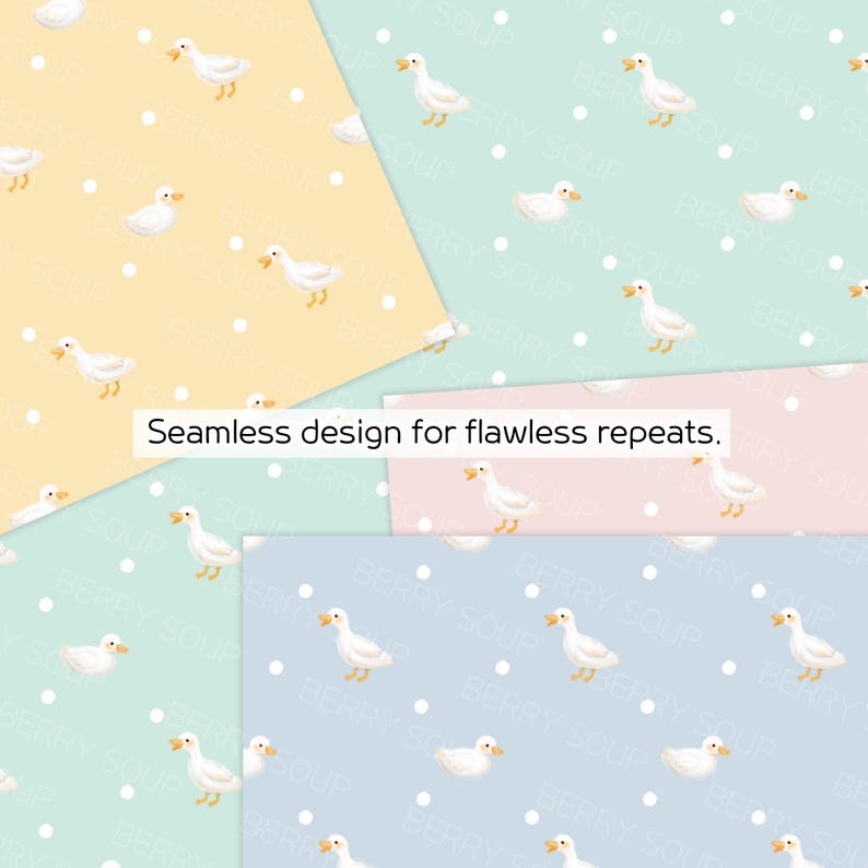 Hand Drawn Duck Seamless Pattern: Winter Baby Fabric (digital Download ...
