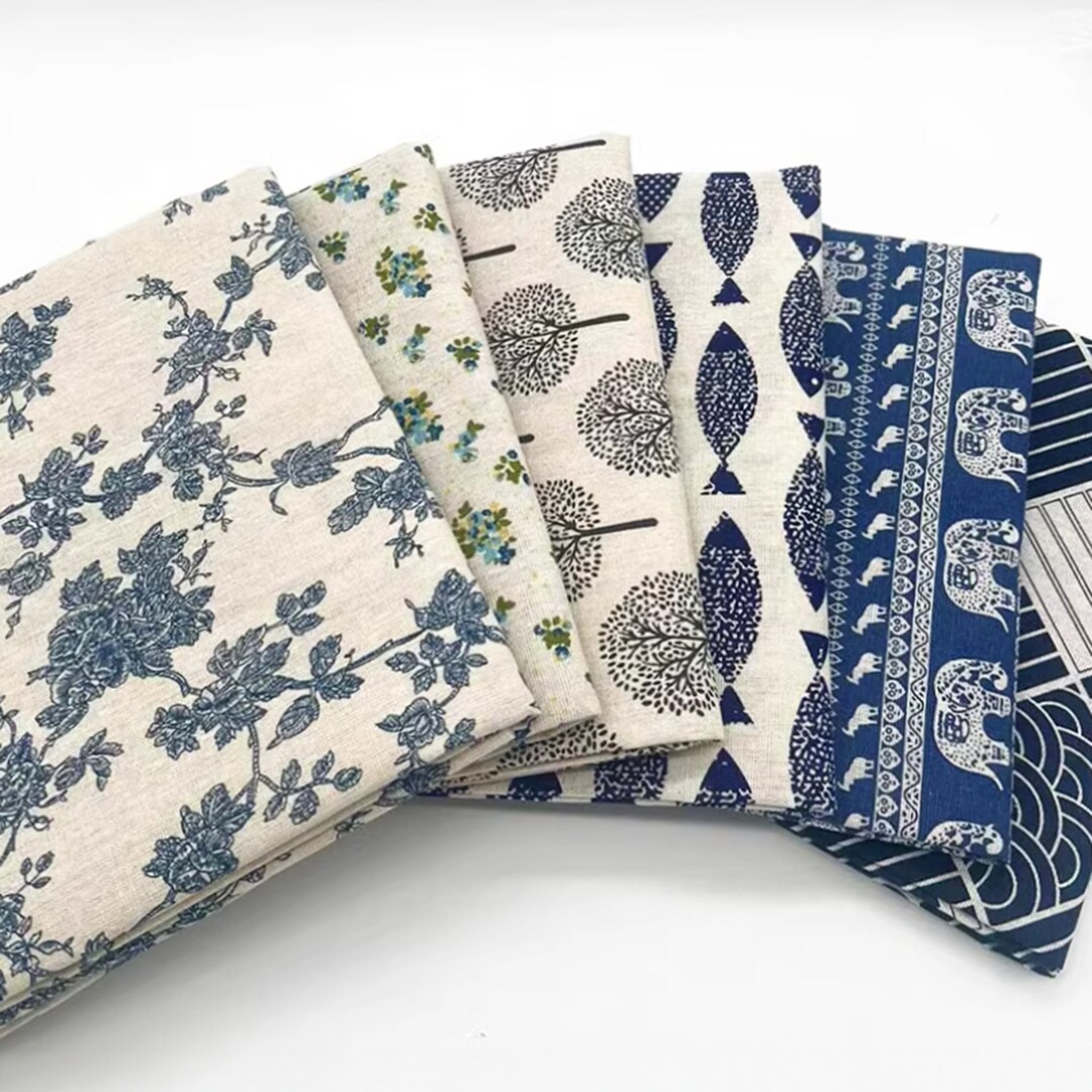 Natural Cotton Linen Fabric, Print Country Style Fabric for Curtains ...