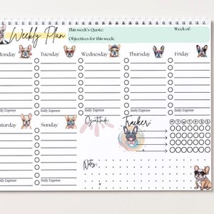 French Bulldog Themed Weekly Plan Template Frenchies Printable Planner ...