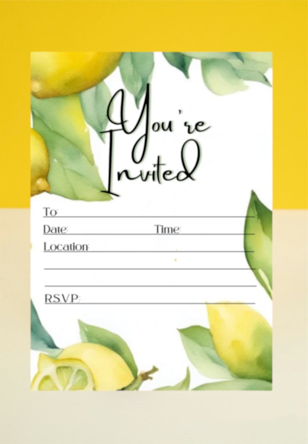 Lemons Invitation 'you're Invited" Lemon Themed Citrus Inspired ...