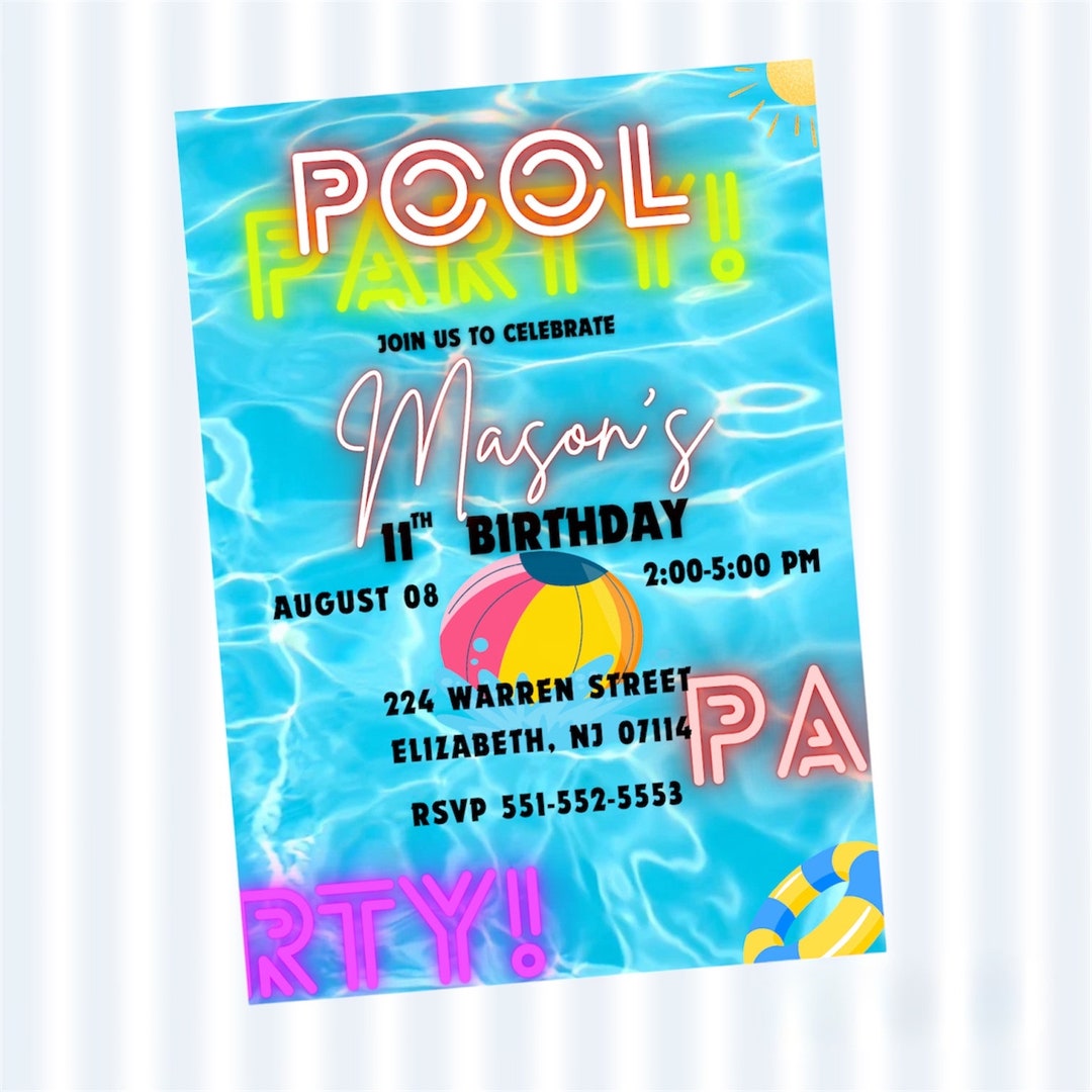 Editable Pool Party Invitation - Etsy