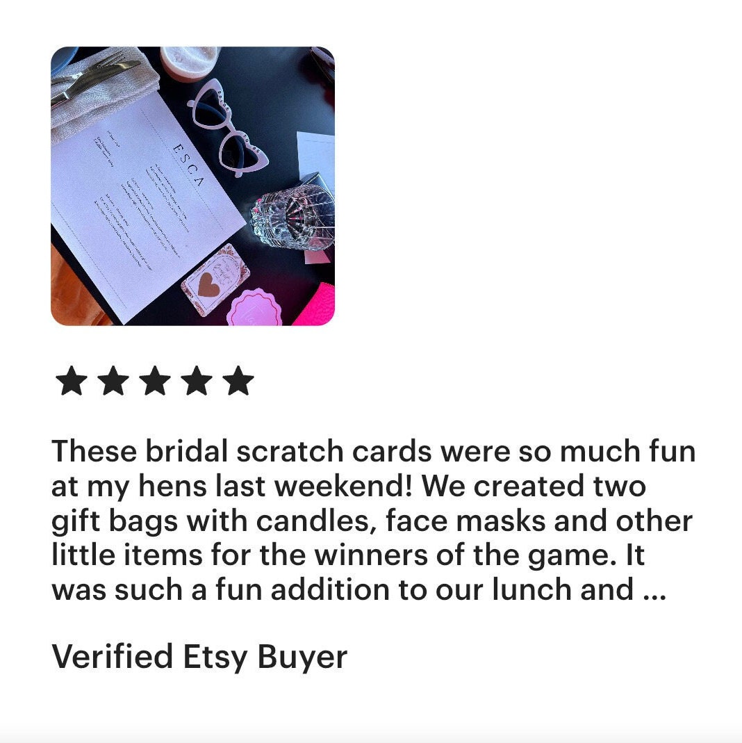 Bridal Shower Scratch Game Cards Metallic Gold Heart Stickers Bouquet ...