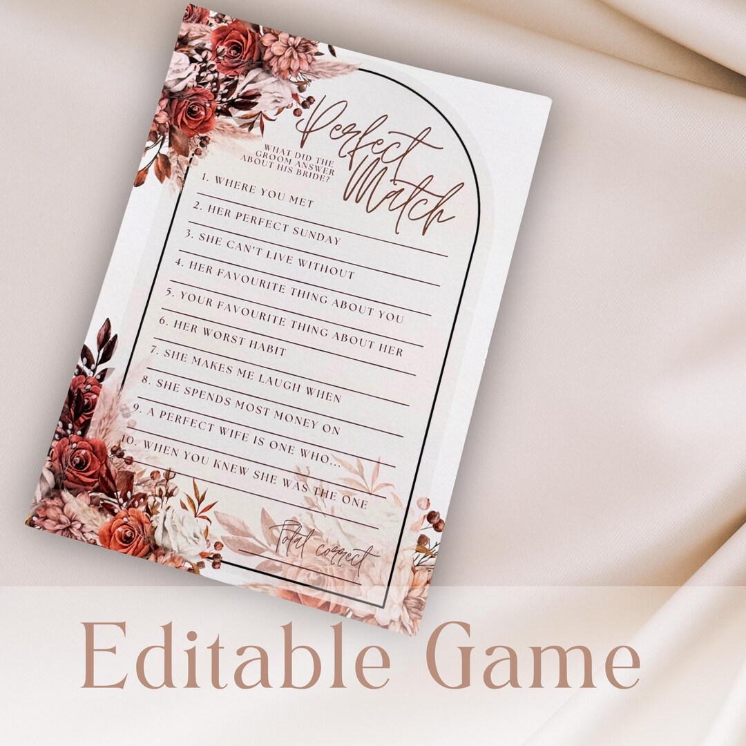 DIGITAL DOWNLOAD | Perfect Match Game for Bridal Shower | Bouquet ...