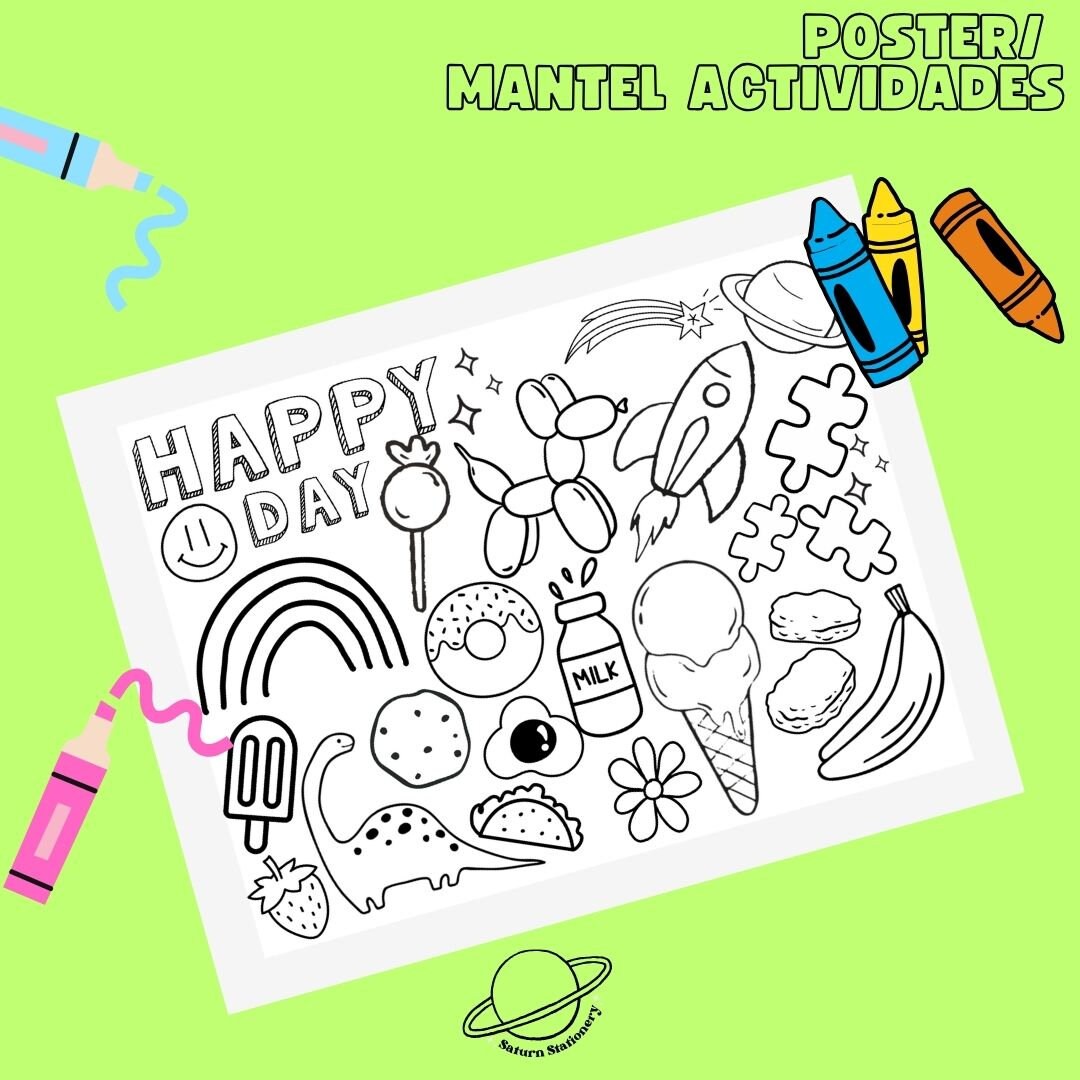 Activities Coloring Sheet Poster Birthday Children's Day Multipurpose ...