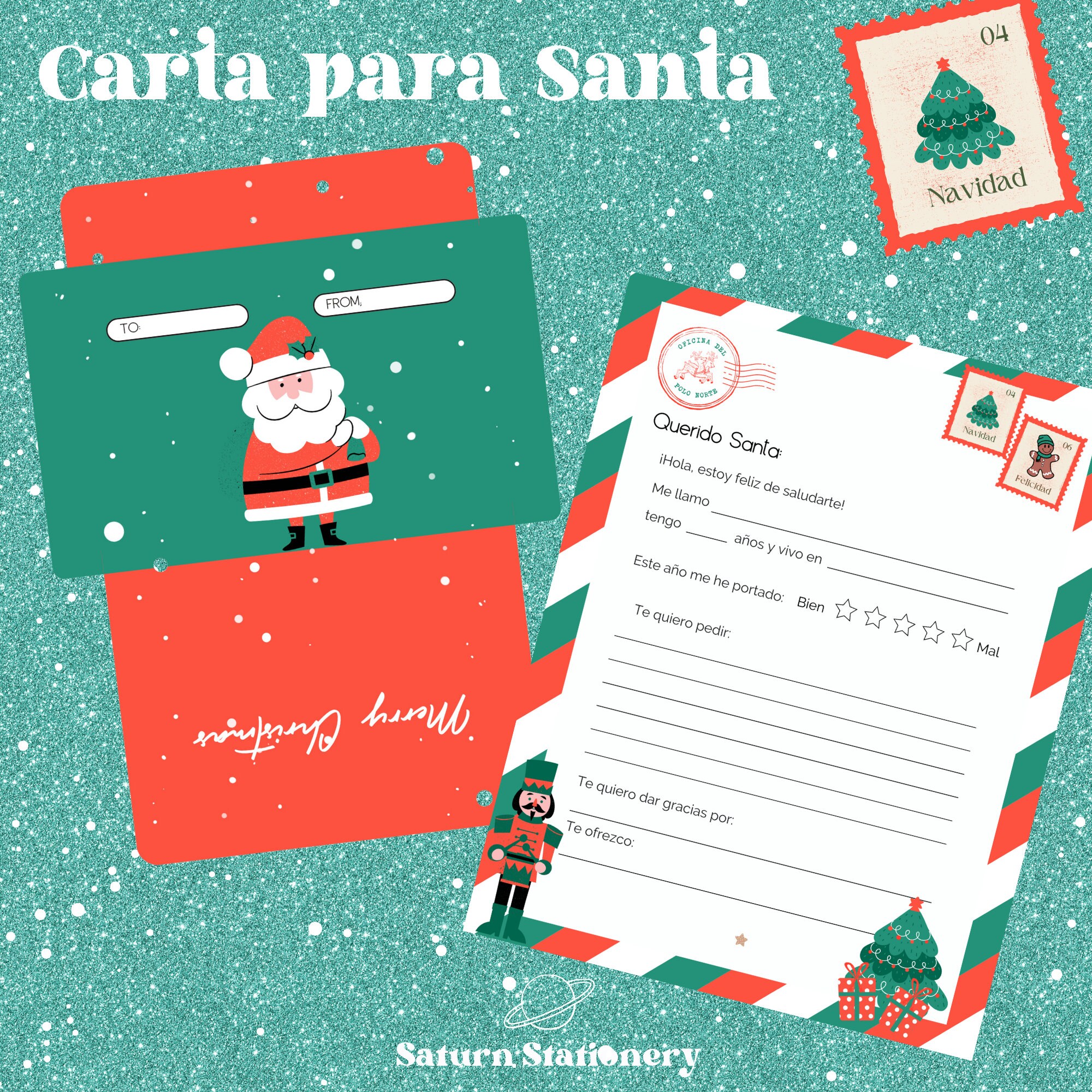 Carta Y Sobre Para Santa Papa Noel Letter Santa Printable - Etsy