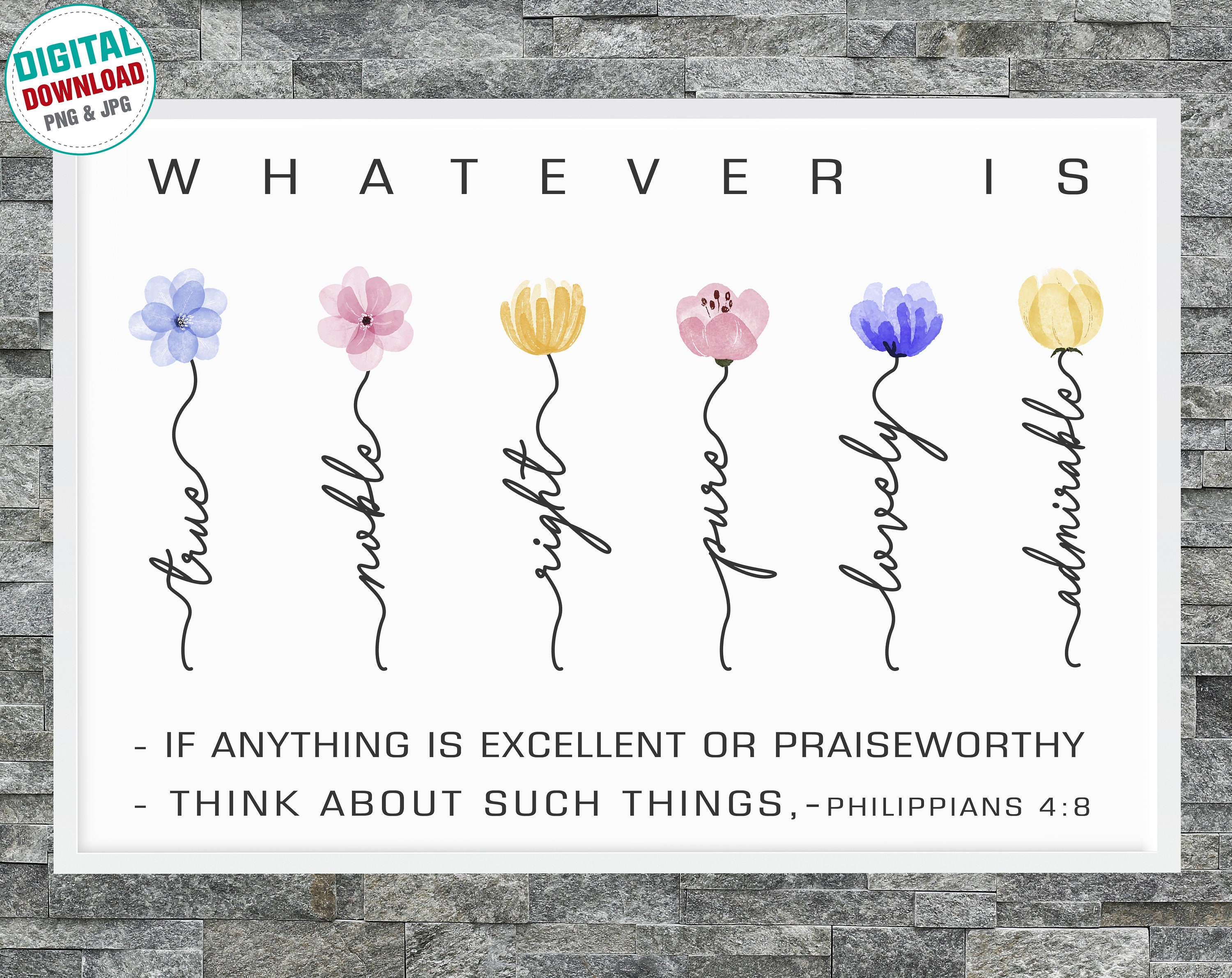 Bible Verse Wall Art - Philippians 4: 8 - Whatever is - Christian Home ...