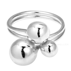 Ball Silver Ring, Sterling Silver Spheres Ring, 3 Ball Ring, Modern ...