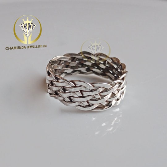Sterling Silver Braid Ring, Braided Ring, Celtic Silver Brod Mesh Ring, Stacking Ring, Rustic ...