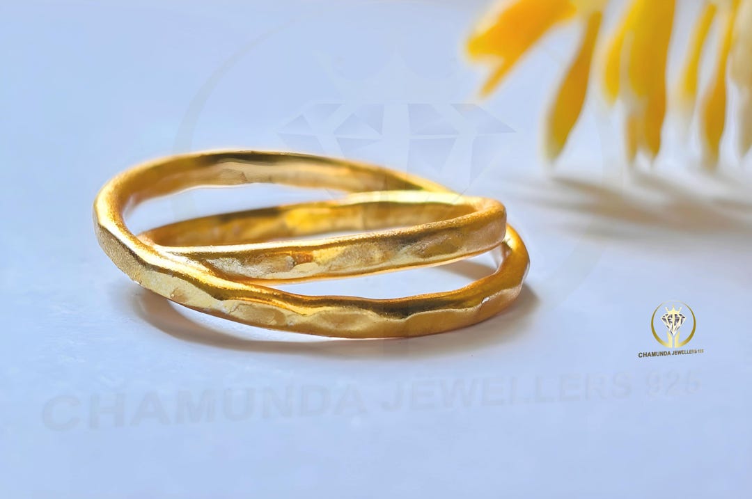 Interlocking Ring, 925 Sterling Silver With Gold Rolling Ring ...