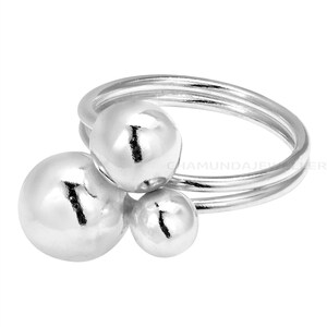 Ball Silver Ring, Sterling Silver Spheres Ring, 3 Ball Ring, Modern ...