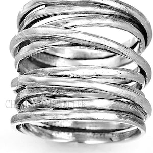 Handmade Wraparound Ring, Sterling Silver Ring for Women, Statement ...