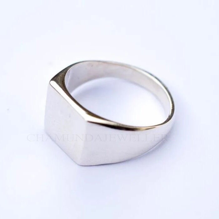Signet Ring Sterling Silver Classic Hipster Unisex Square - Etsy