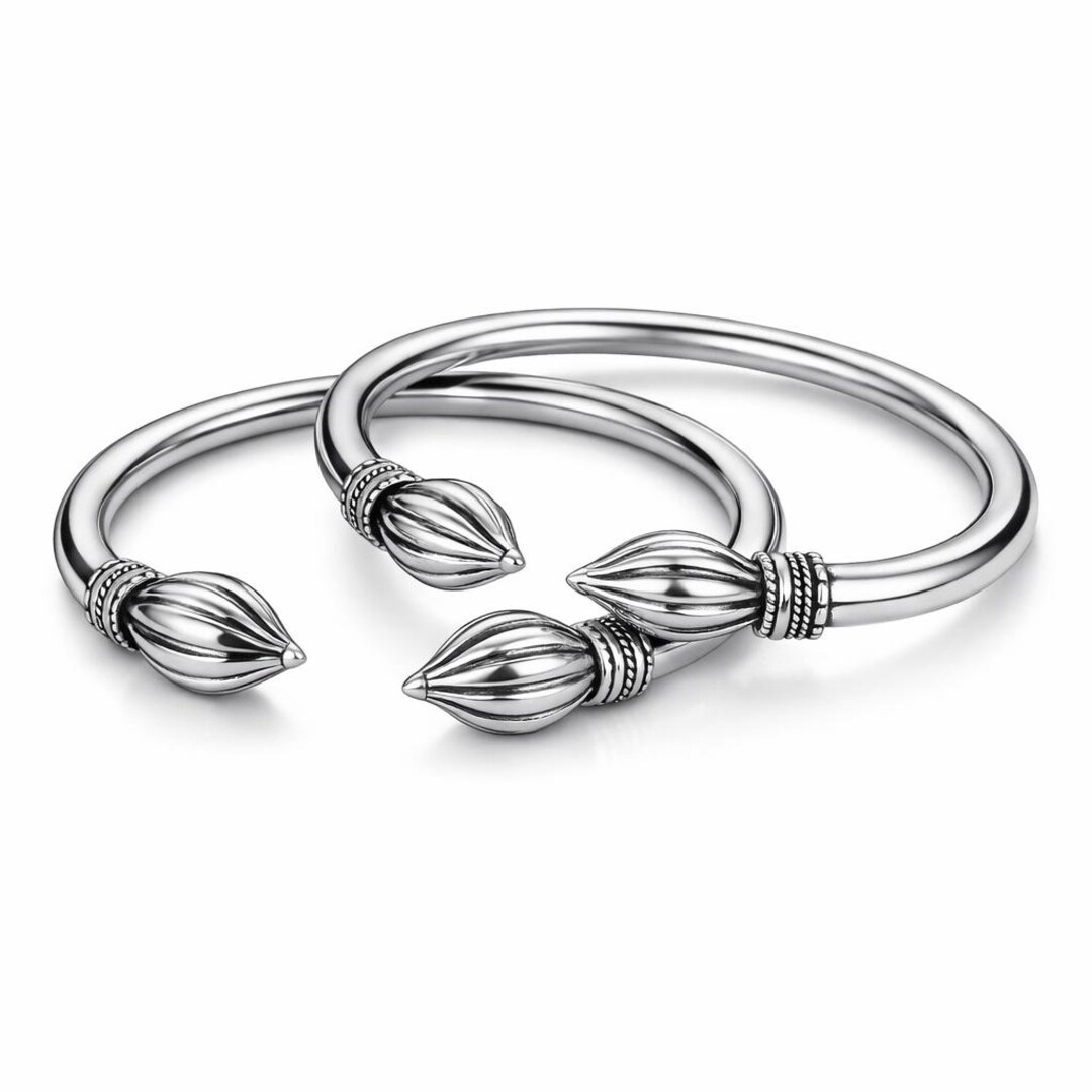 925 Sterling Silver West Indian Bangle – Cocoa Pods Pointy Ends Cuff ...