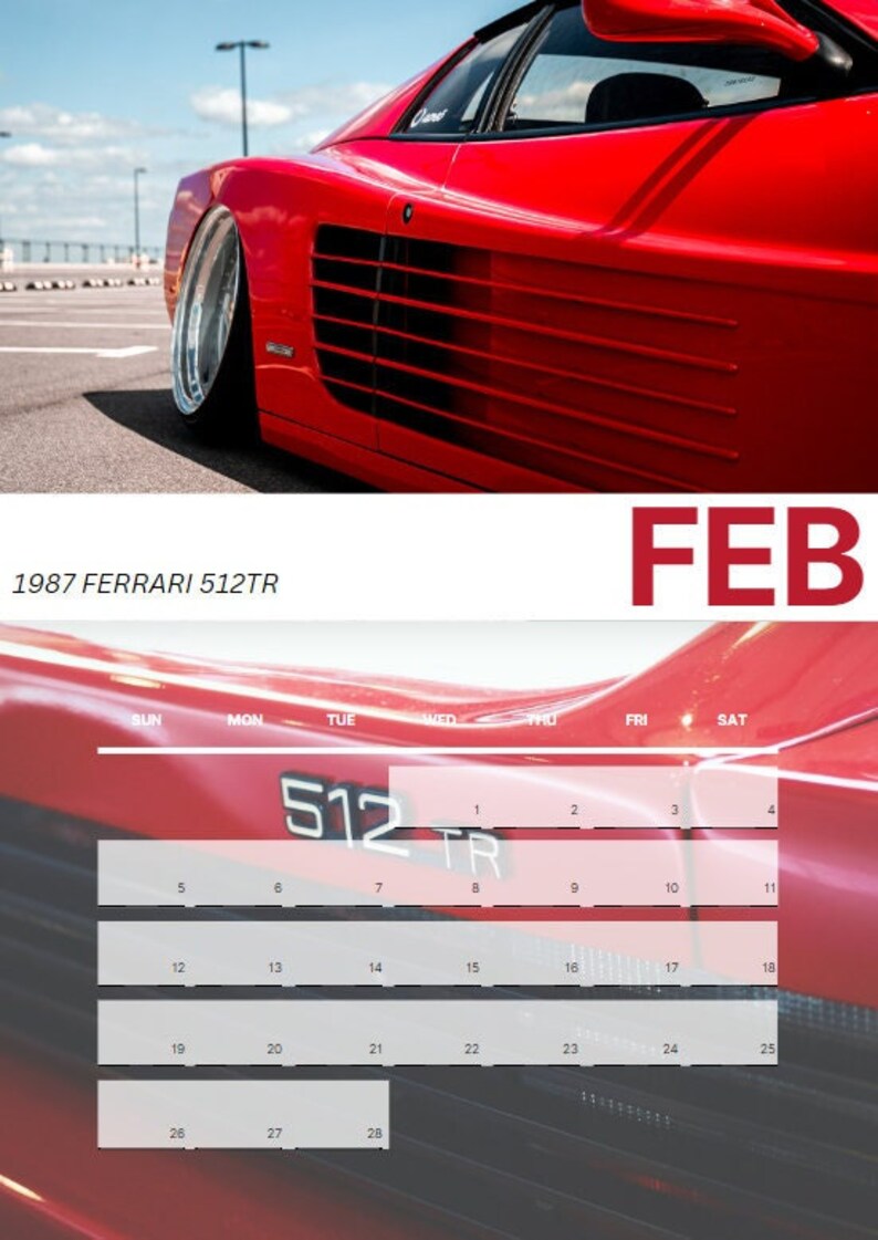 Ferrari Wall Calendar 2023 // Digital Download Printable Calendar - Etsy