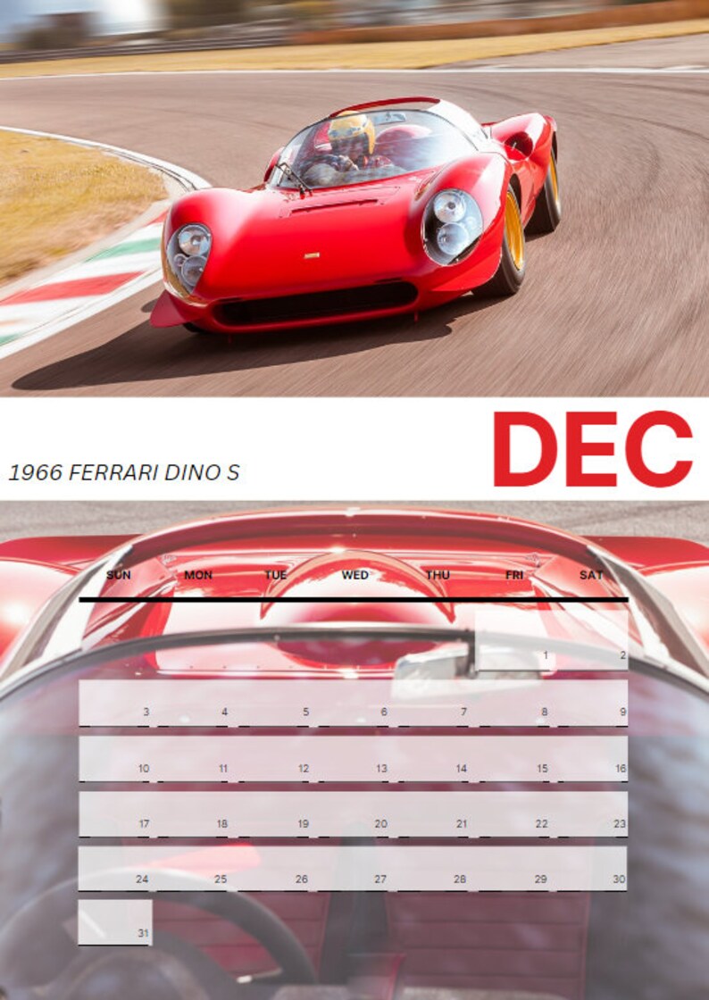 Ferrari Wall Calendar 2023 // Digital Download Printable Calendar - Etsy