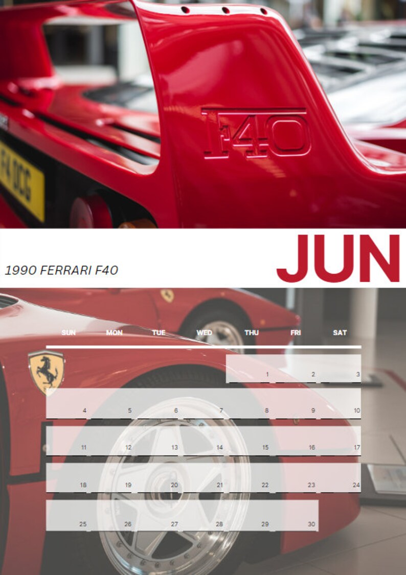 Ferrari Wall Calendar 2023 // Digital Download - Printable Calendar - Etsy