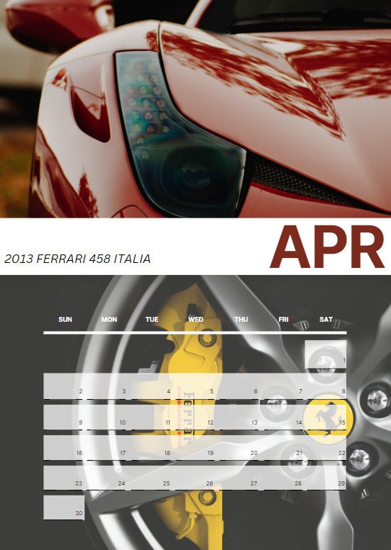 Ferrari Wall Calendar 2023 // Digital Download Printable Calendar - Etsy