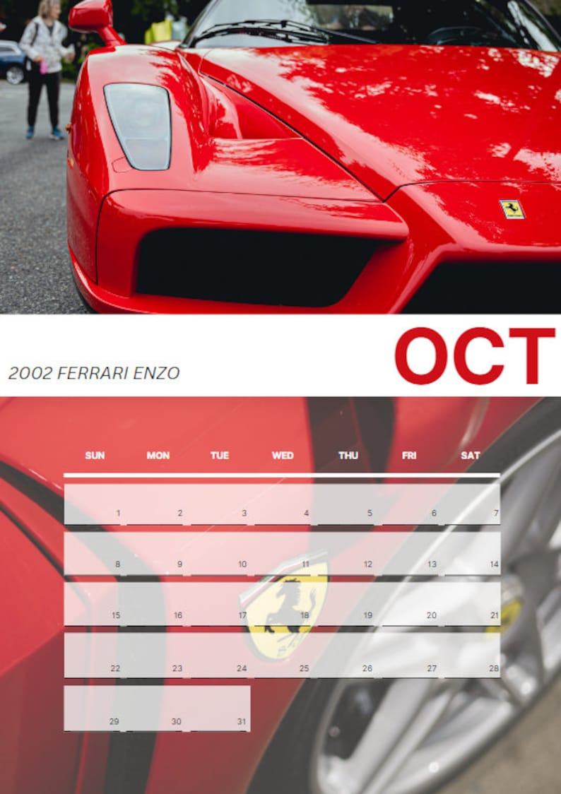 Ferrari Wall Calendar 2023 // Digital Download Printable Calendar - Etsy