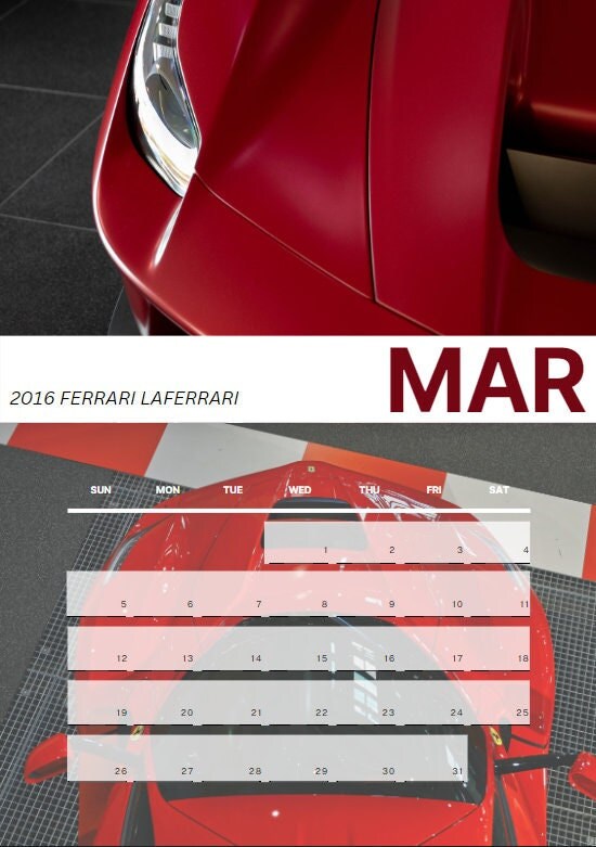 Ferrari Wall Calendar 2023 // Digital Download Printable Calendar - Etsy